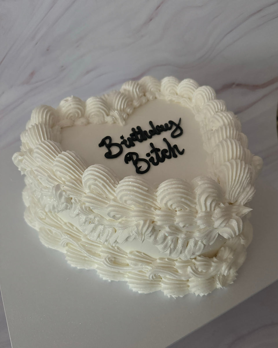 Glitter Vintage Heart White Cake - Sydney Cake Delivery - Flour Lane
