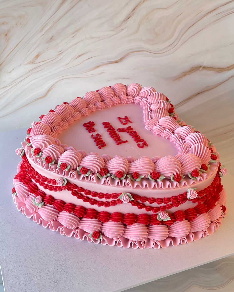 Ring Around the Roses Heart Vintage Cake - Sydney Cake Delivery - Flour ...