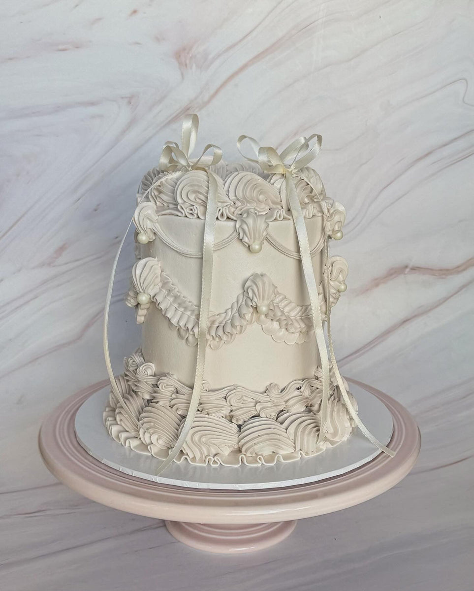 Fancy Ribbon Vintage Stone Cake – Flour Lane
