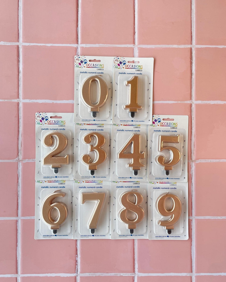 Metallic Rose Gold Number Candles – Flour Lane